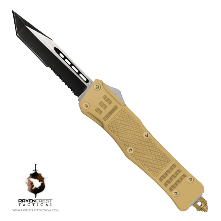 RCT-1 Raven OTF (out the front) Knife - Gold Cerakote - Shop Now